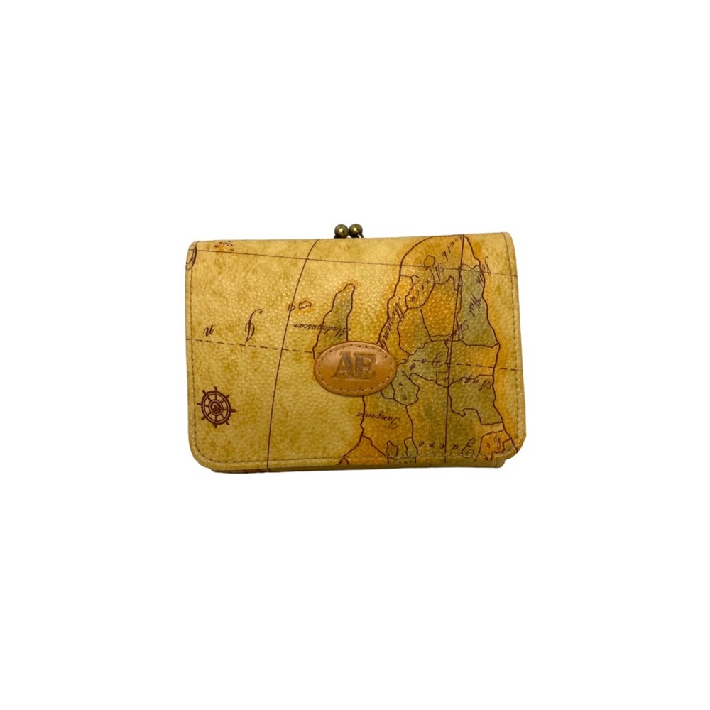Allan Edward Vintage World Map Tri Fold Wallet - Gem